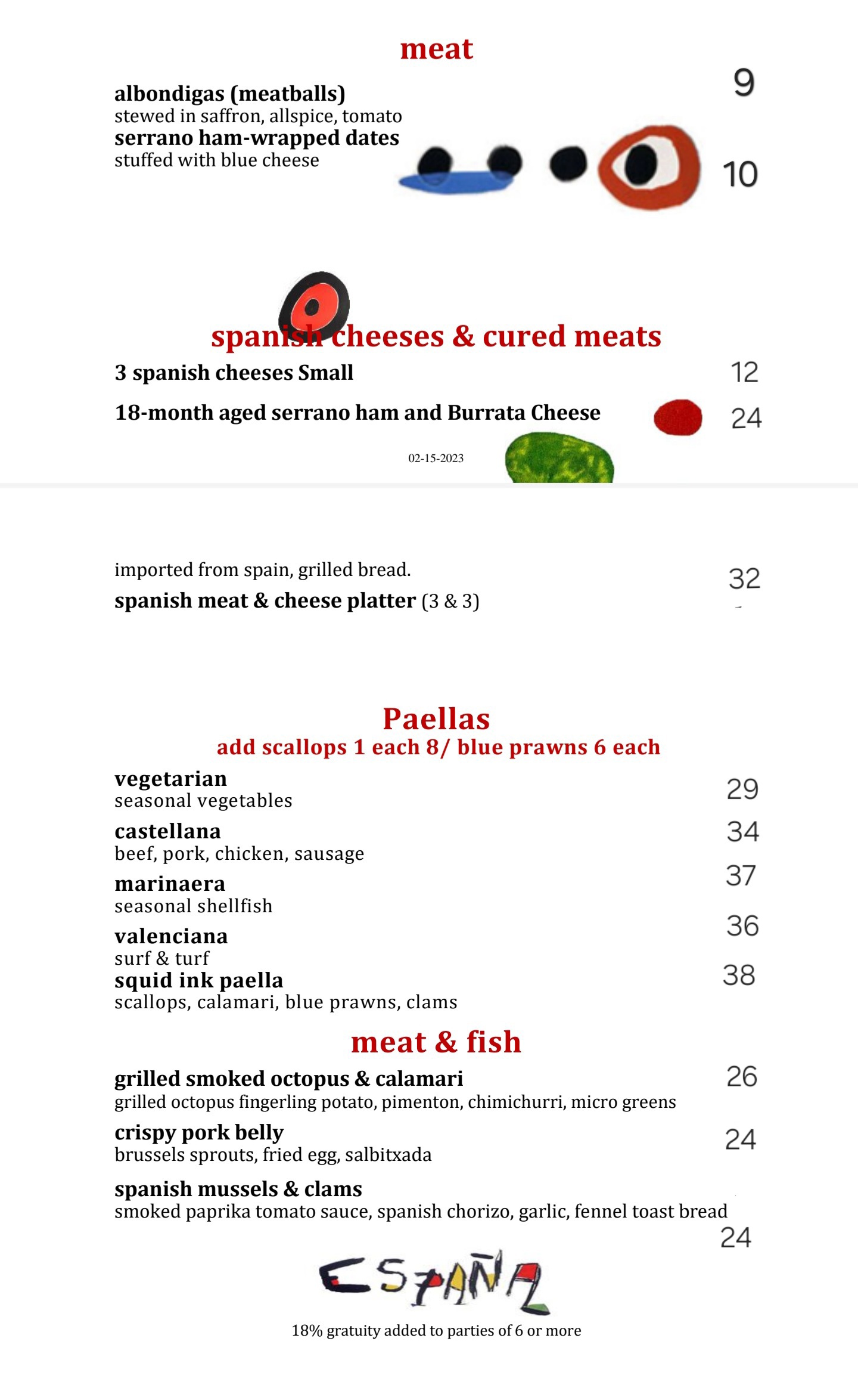 ALL DAY MENU – Modern Spanish Tapas Bar & Lounge